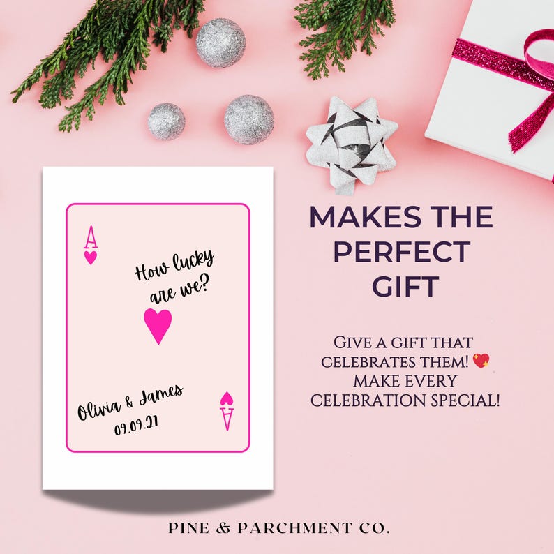 Personalized Ace of Hearts Card, Lucky in Love, Sentimental Anniversary ...