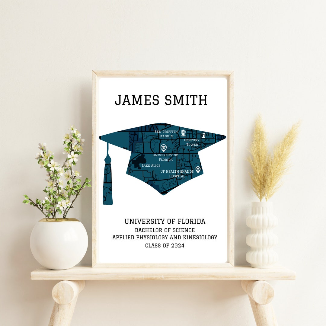 Custom University Map Graduation Gift, Personalized College Campus Map ...