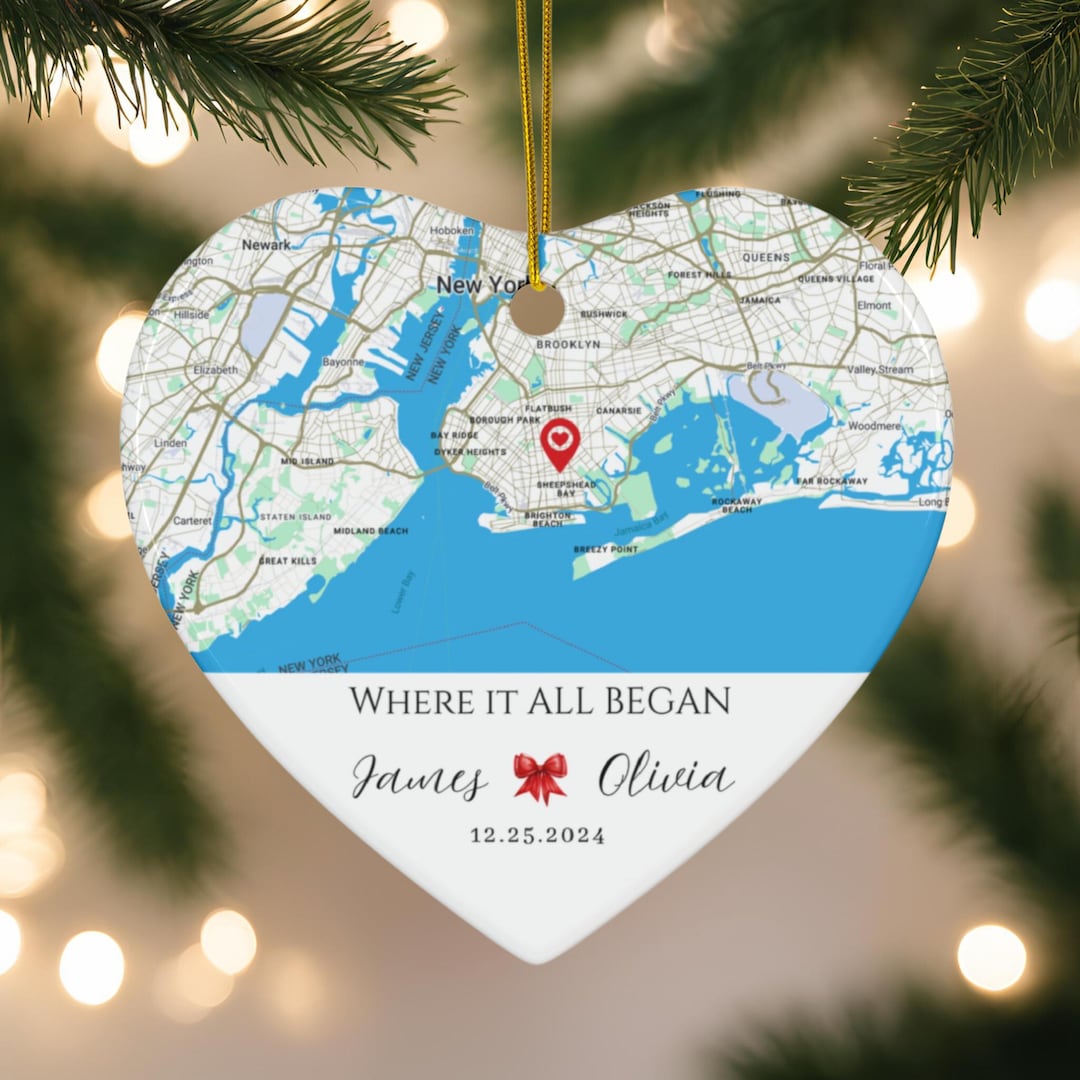 Personalized Where We Met Map Gift, Map Ornament, Couple Date Gift ...