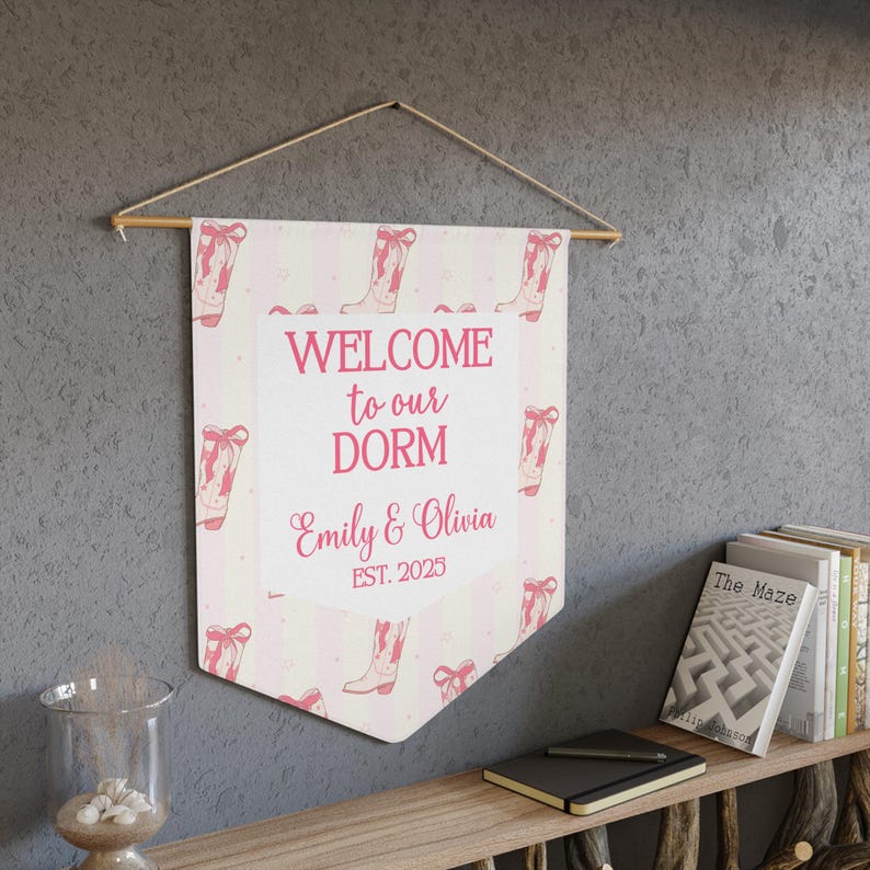Personalized Dorm Sign, Preppy Coquette Cowgirl Boots With Bow Dorm ...