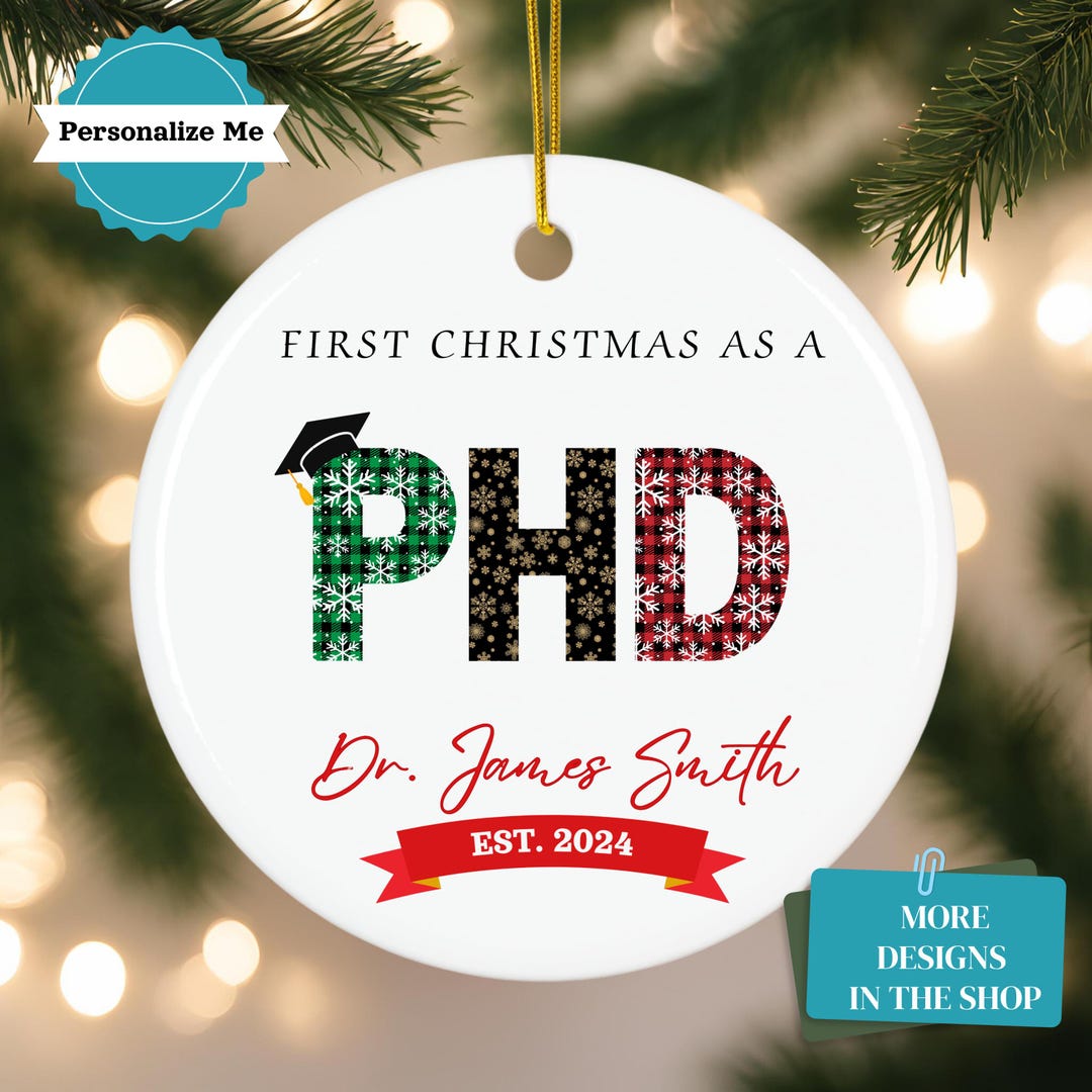 Custom PHD Gift Christmas Graduation Gift for Her Him PHD Graduate PHD ...