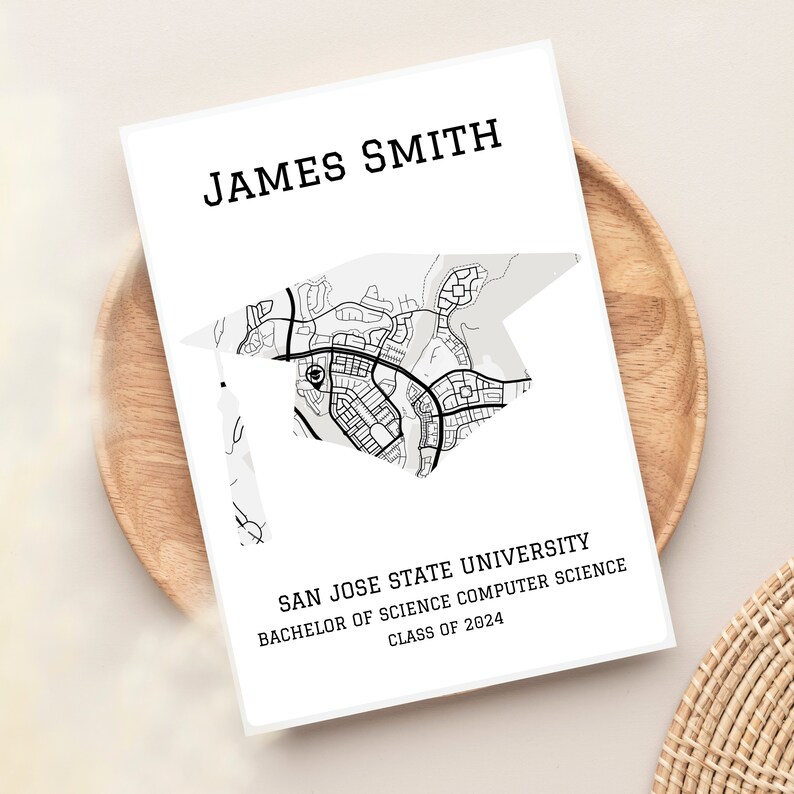 Personalized College Wall Art School Map College Dorm Room Decor Poster ...