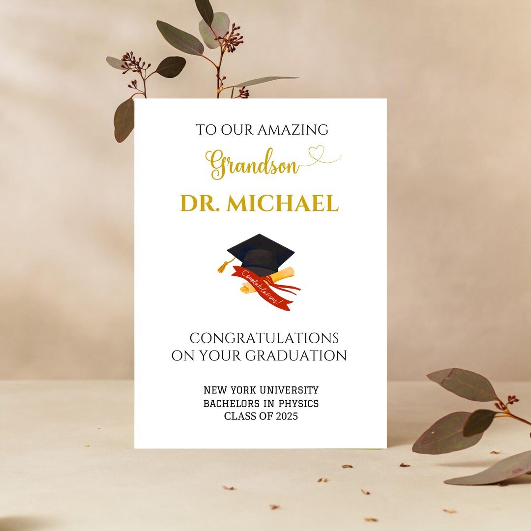 Personalized Graduation Card for Granddaughter, Grandson, Doctorate ...