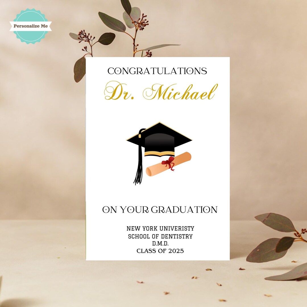 Personalized Dentist Graduation Card DDS DMD Dental School Congratulations Gift for New Dentist ...