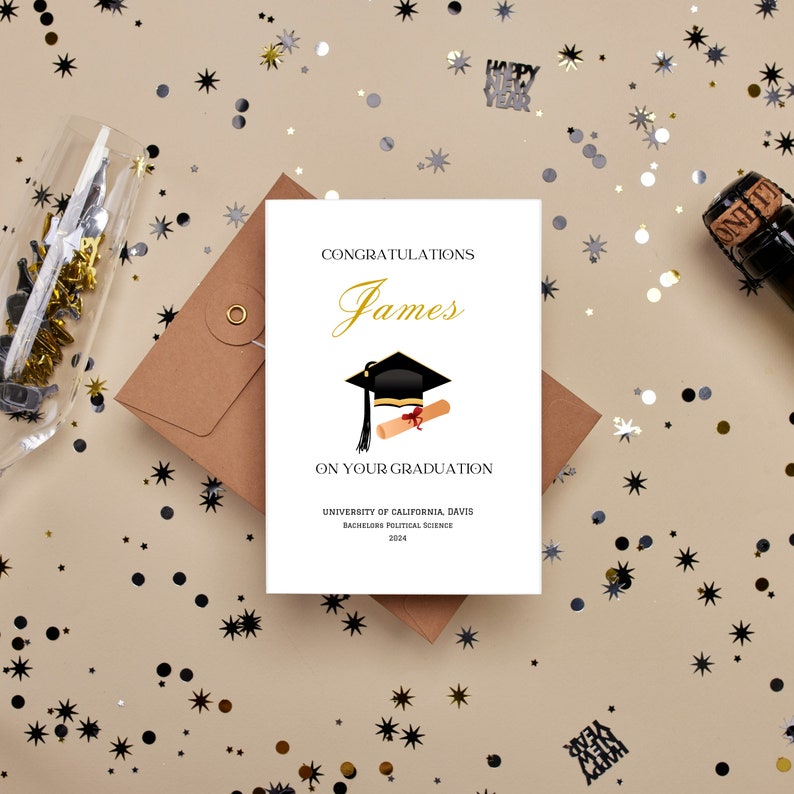 Personalized Graduation Card for Masters Degree Bachelors Card for ...