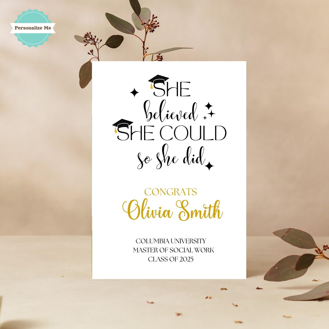 Custom LCSW MSW Graduation Card Social Worker Masters Graduate Degree ...