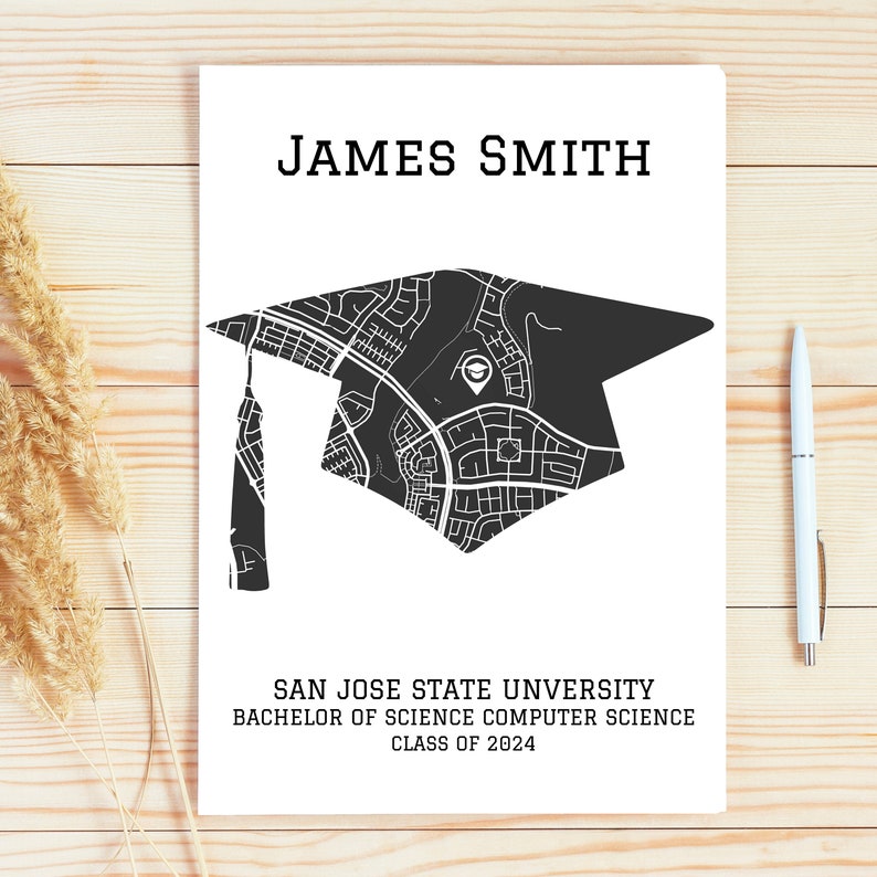 Custom University Map Graduation Gift, Personalized College Campus Map ...
