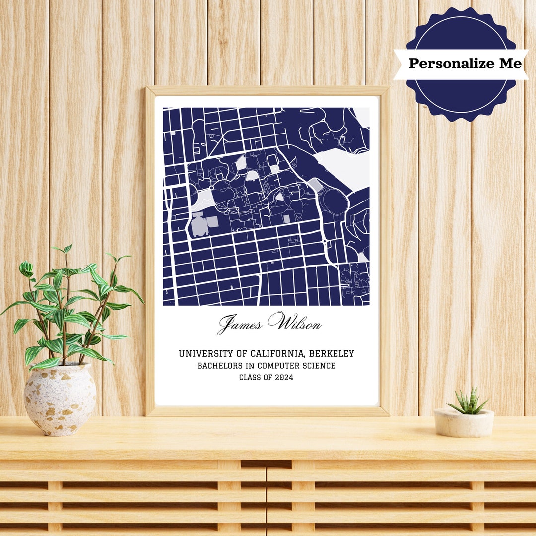 Custom University Map Graduation Gift, Personalized College Campus Map ...