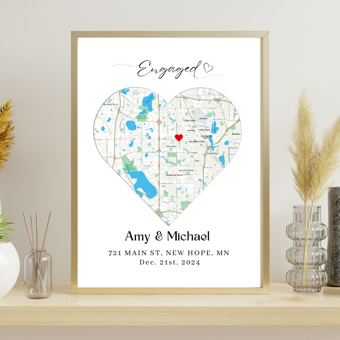 First Date Map Where We Met Map Engagement Print First Dating Paper ...