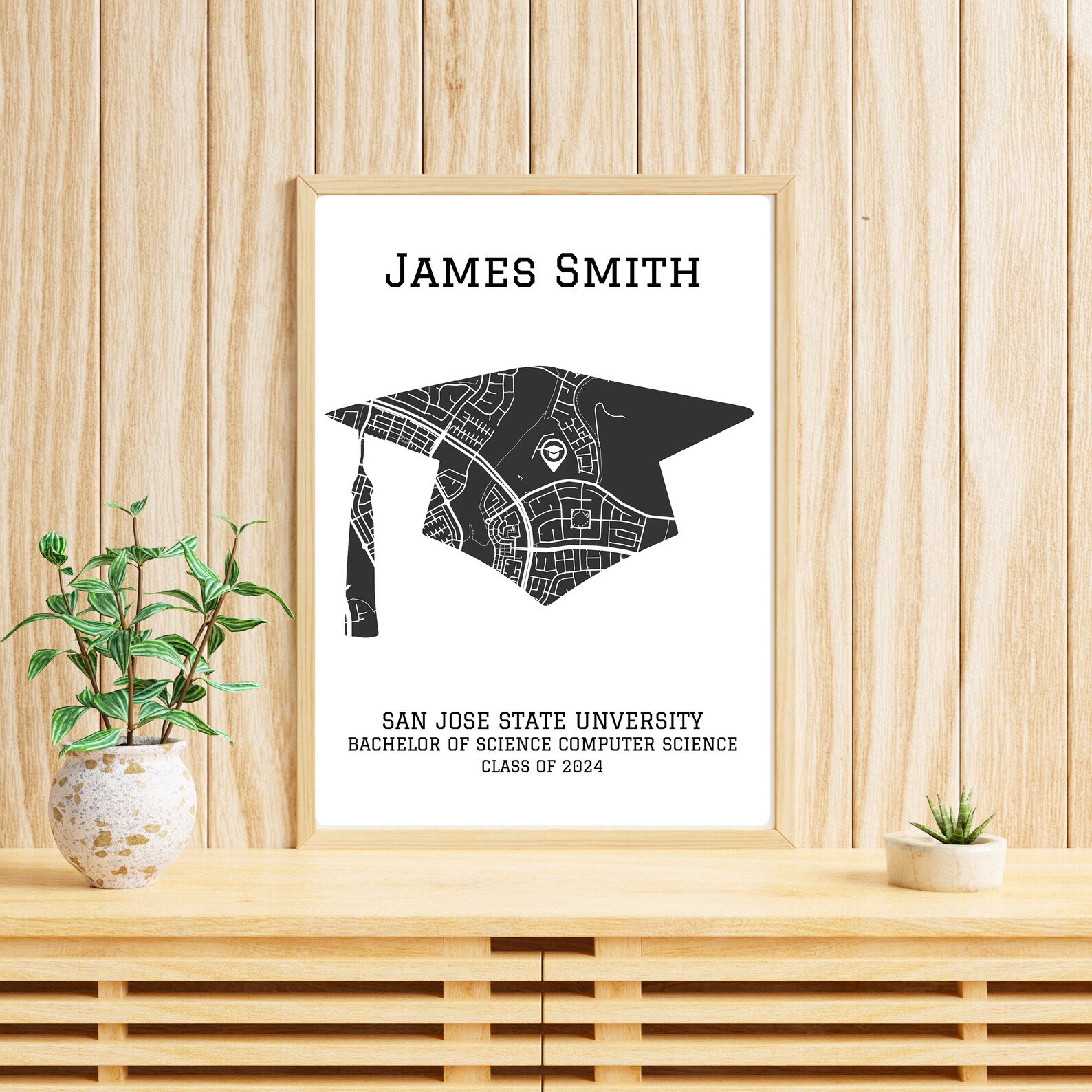 Custom University Map Graduation Gift, Personalized College Campus Map ...