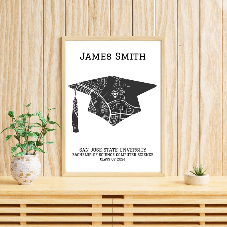 Custom University Map Graduation Gift, Personalized College Campus Map ...