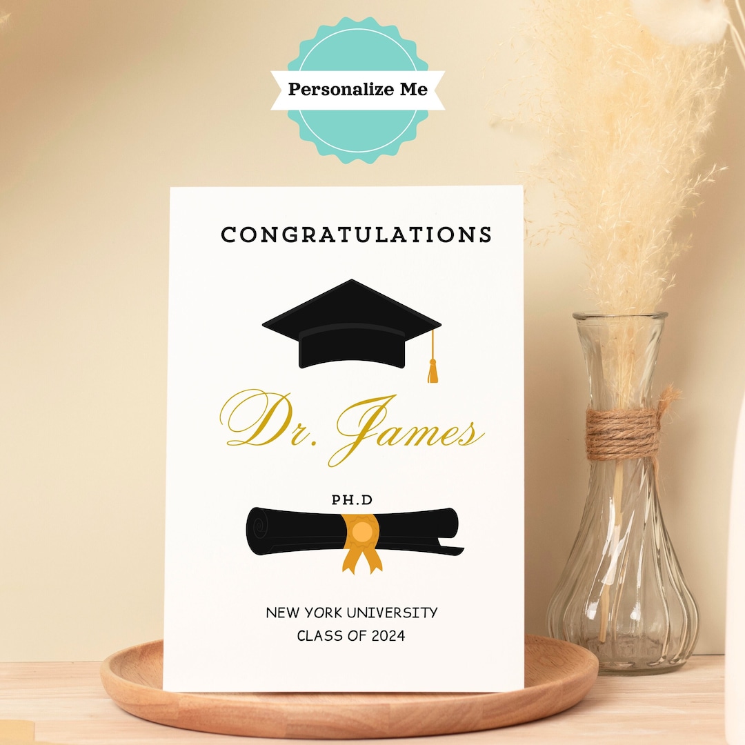 Personalized Phd Graduation Card, Phd Graduation Gift, Doctorate Degree ...