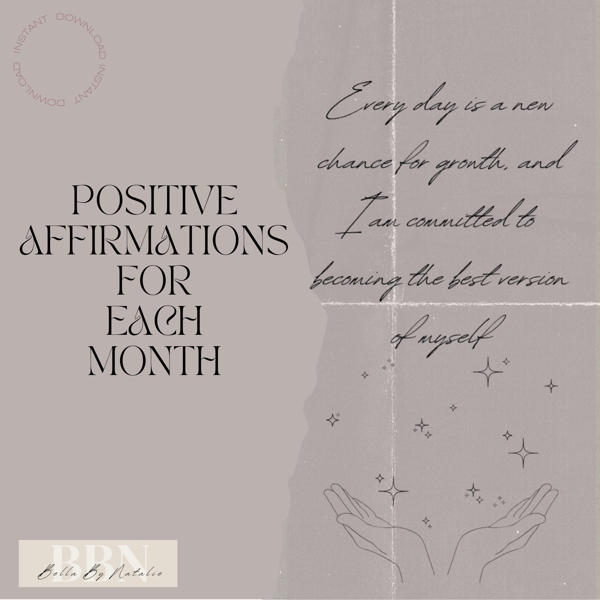 Affirmations Calendar 2024, Printable Calendar, Digital Download ...