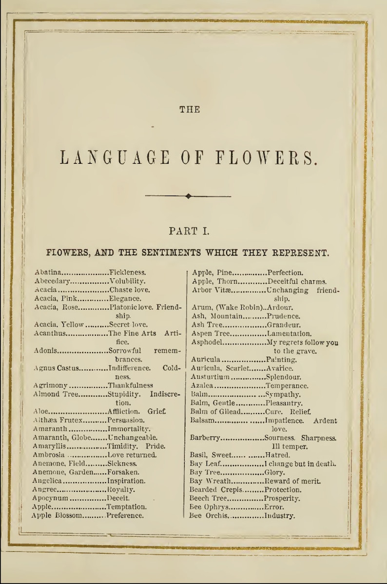 Vintage | 1800 | the Language and Poetry of Flowers | Instant Download ...
