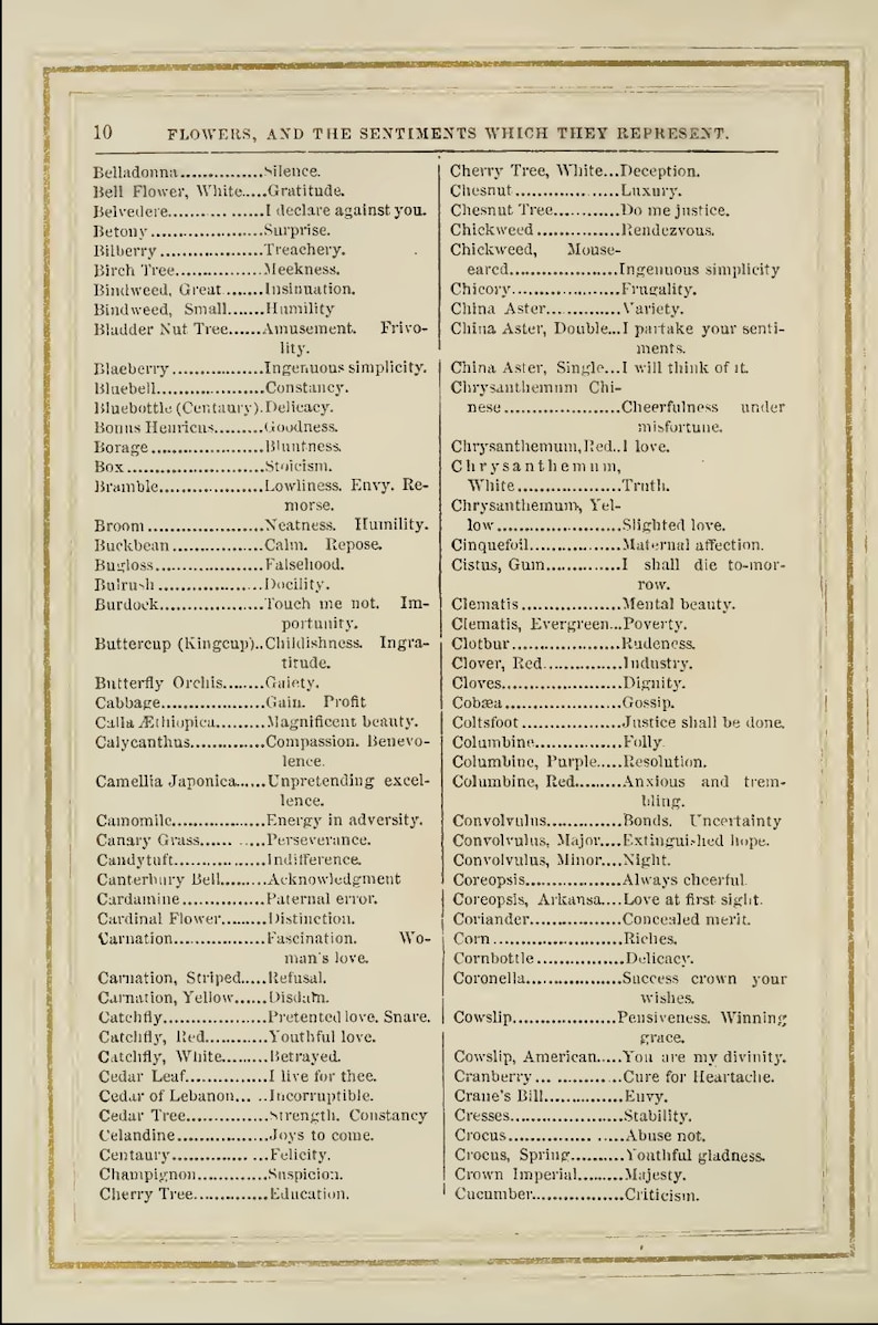 Vintage | 1800 | the Language and Poetry of Flowers | Instant Download ...