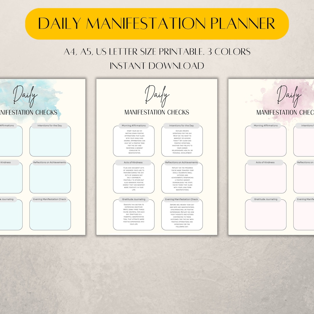 Daily Manifestation Planner PRINTABLE, Manifest Planner, Manifestation ...