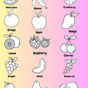 Simple Fruit Coloring Book, Printable PDF - Etsy