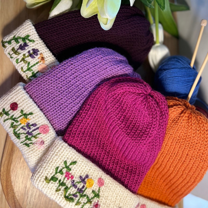 Hand Embroidered Beanie - Etsy