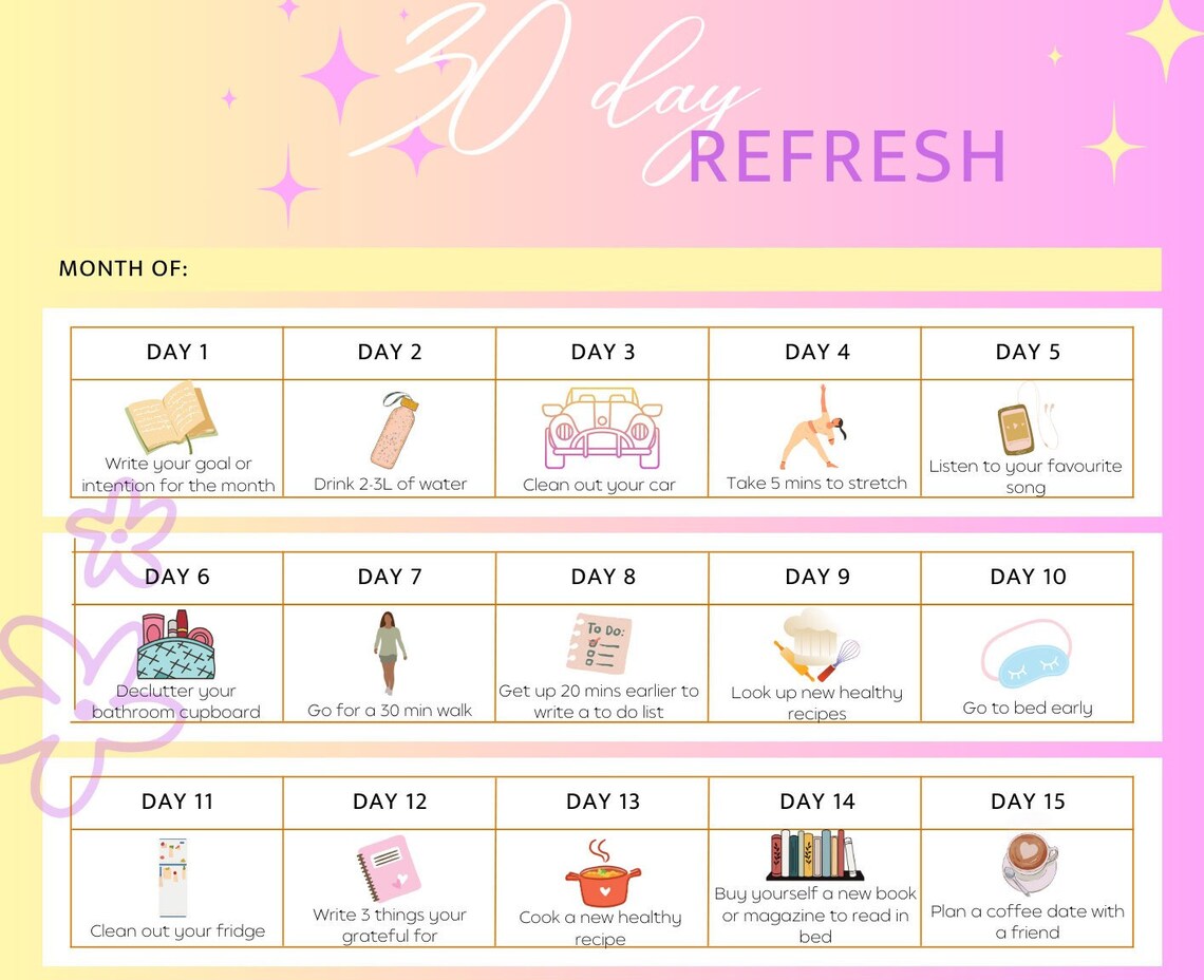 Printable PDF - 30 Day Challenge - Etsy