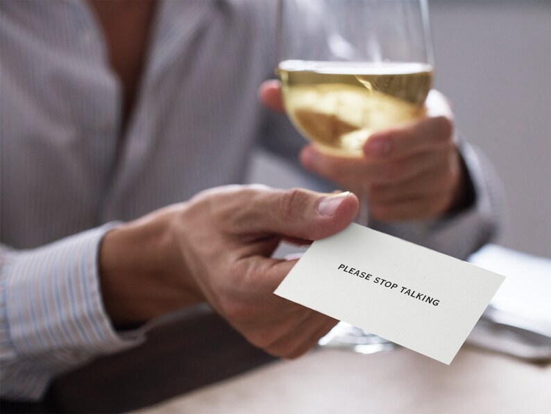 Please Stop Talking Gag Business Card - Gag Gift, Funny Gift Idea ...