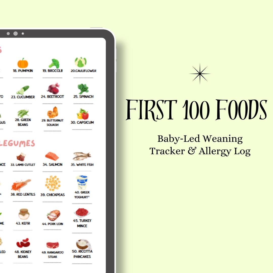 First 100 Foods Baby-led Weaning Tracker | Aussie BLW Printable ...