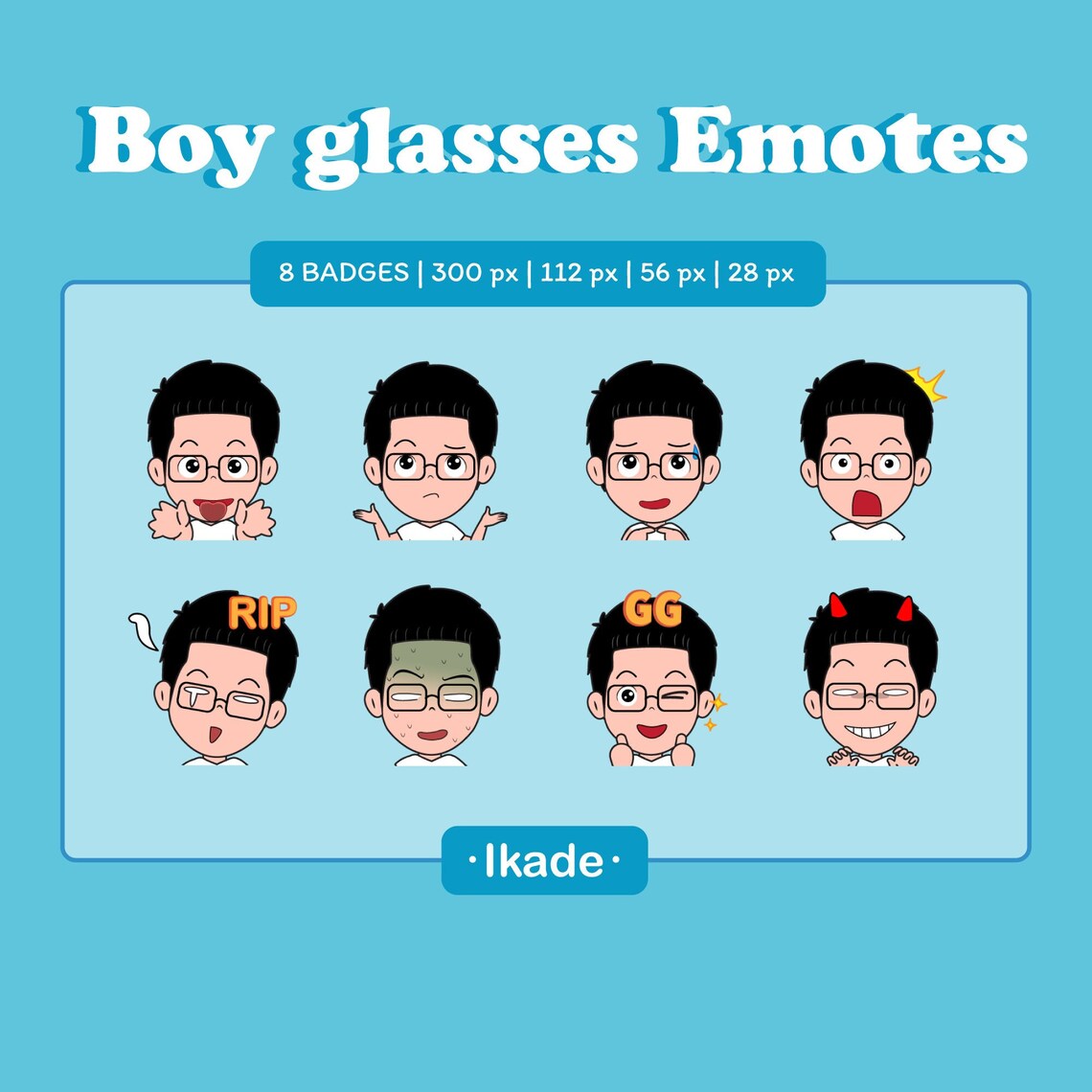 Boy With Glasses Emotes Twitch Emotes for Streaming Twitch / Discord ...