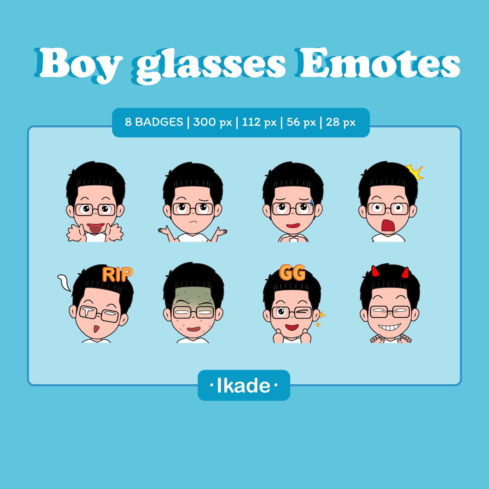 Boy With Glasses Emotes Twitch Emotes for Streaming Twitch / Discord ...