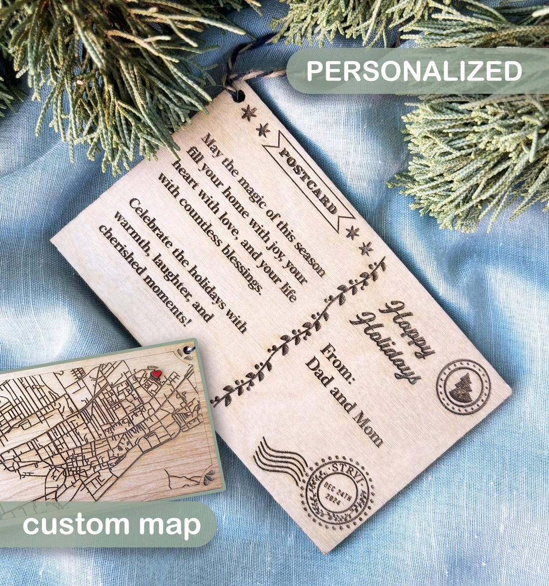 Custom Map Christmas Ornament: Personalized Postcard Ornament - Etsy