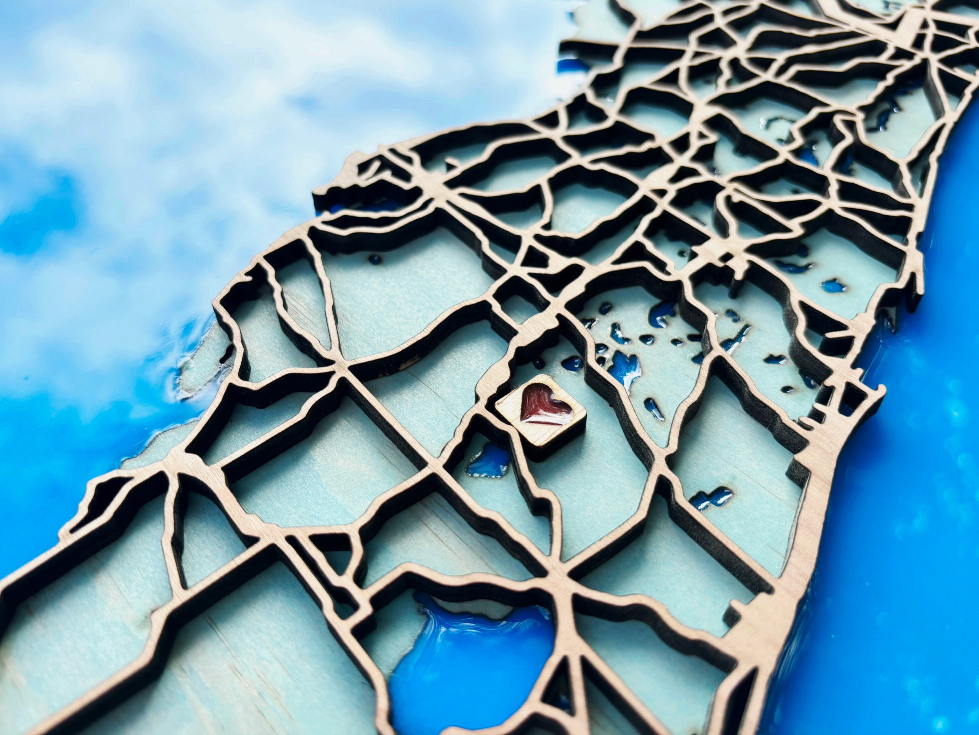 Custom City Map Wall Art Laser Cut Map Couple Gift Custom Wood Map ...