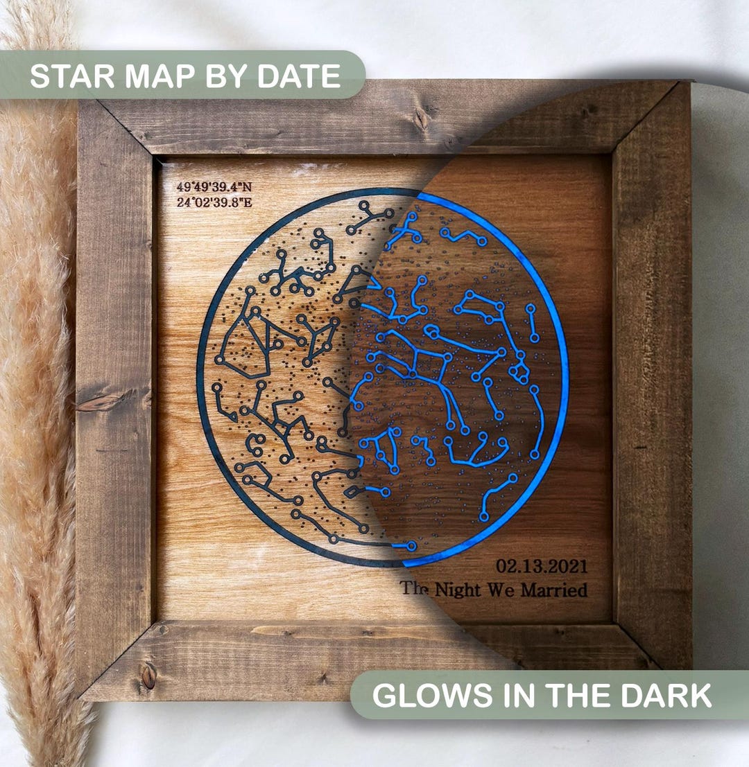 Custom Star Constellation Map Gift Second Year Wedding Anniversary Gift ...