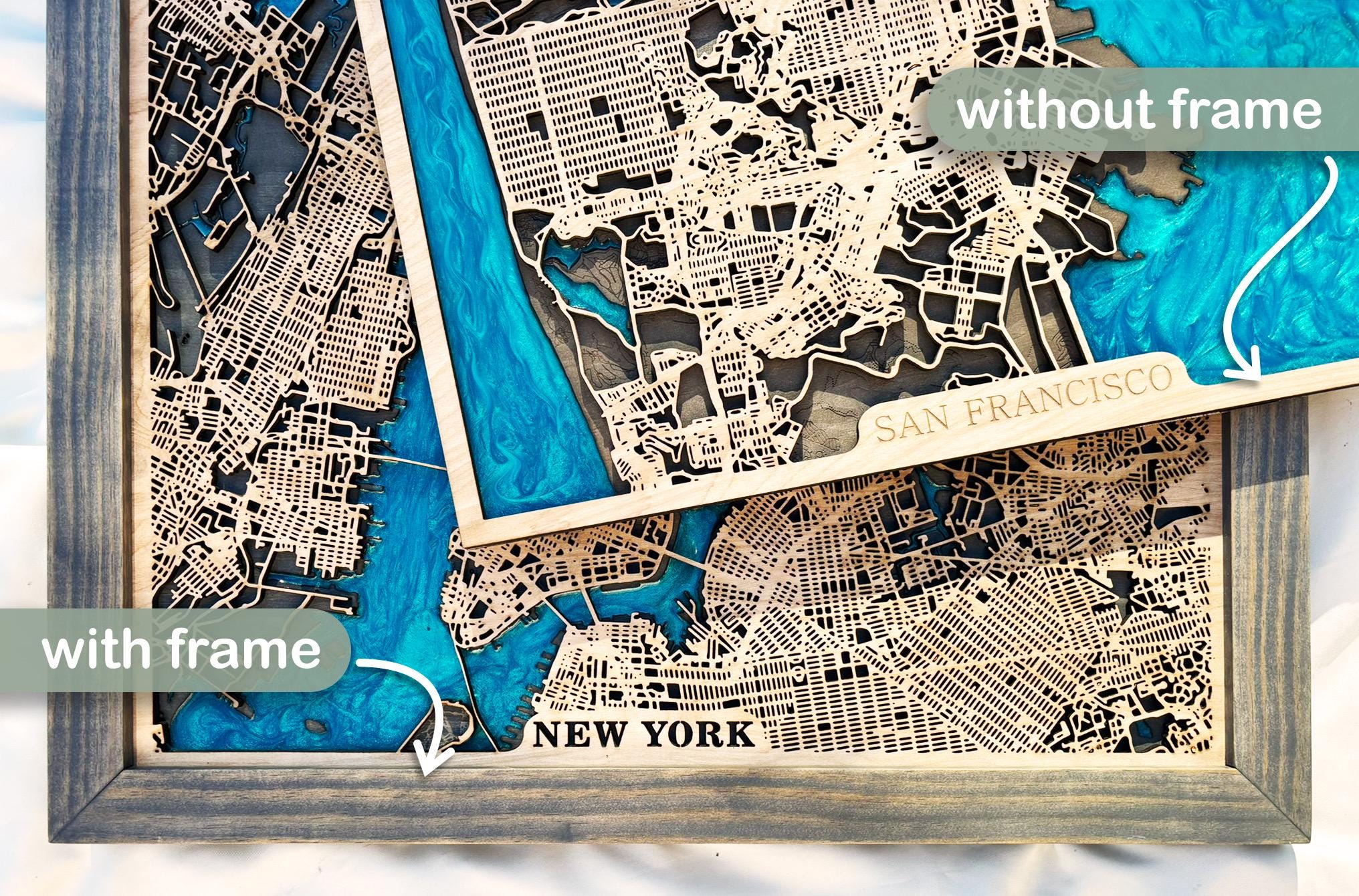 Custom City Map Wall Art Laser Cut Map Couple Gift Custom Wood Map ...