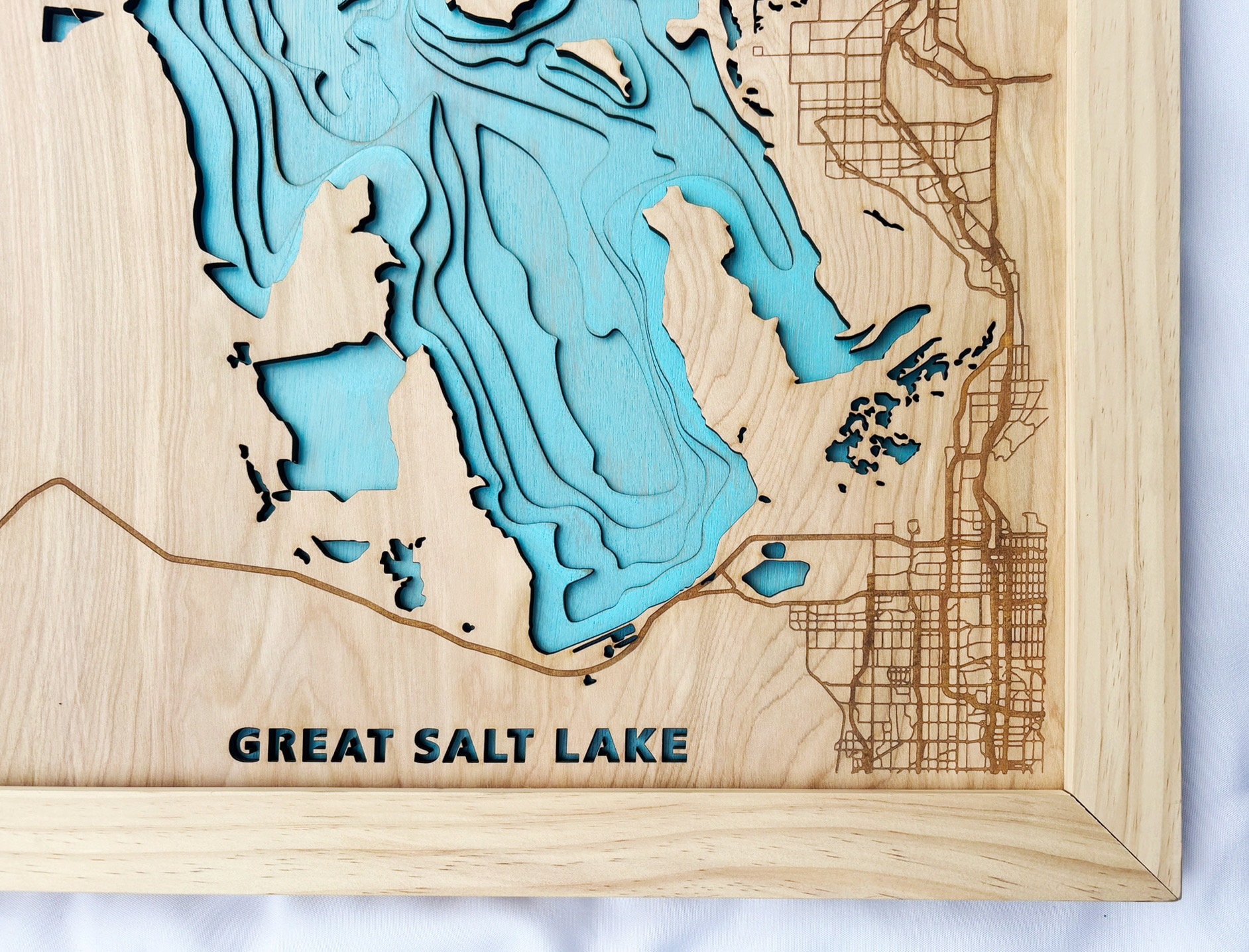 Custom Lake Maps Salt Lake City Map Laser Cut Lake House Gift Decor ...
