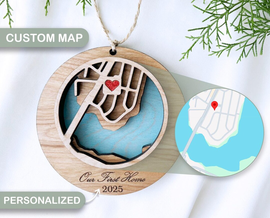 Custom Map Ornament: First Home, Engagement Gift - Etsy