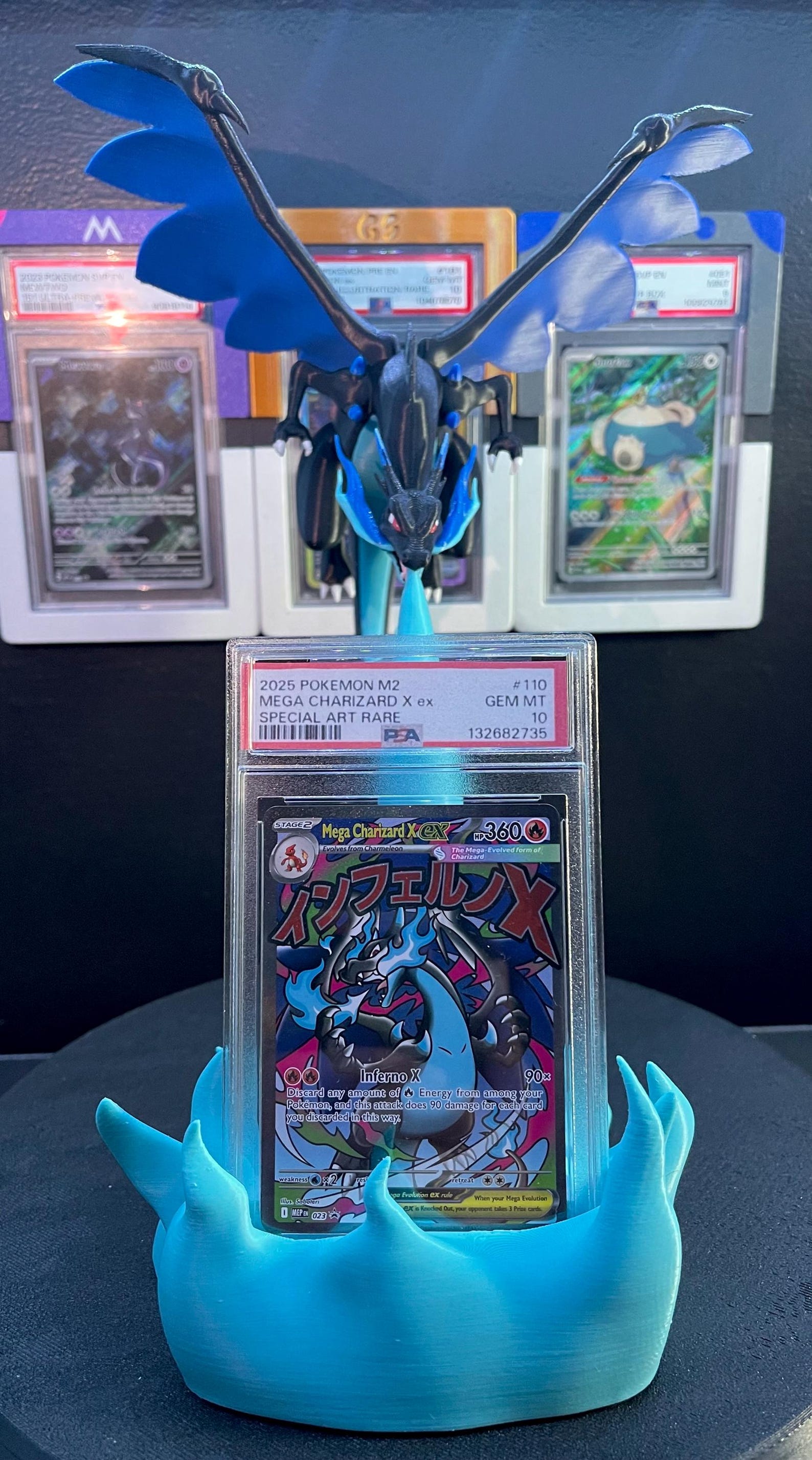 Mega Charizard X Phantasmal Flames PSA Graded Card Slab Display Stand ...