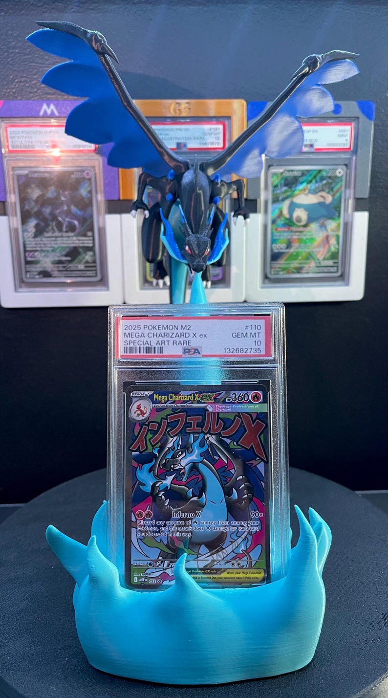 Mega Charizard X Phantasmal Flames PSA Graded Card Slab Display Stand ...