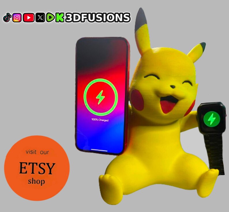Pikachu iPhone Magsafe & Apple Watch Charger Stand ( Fully Multi ...