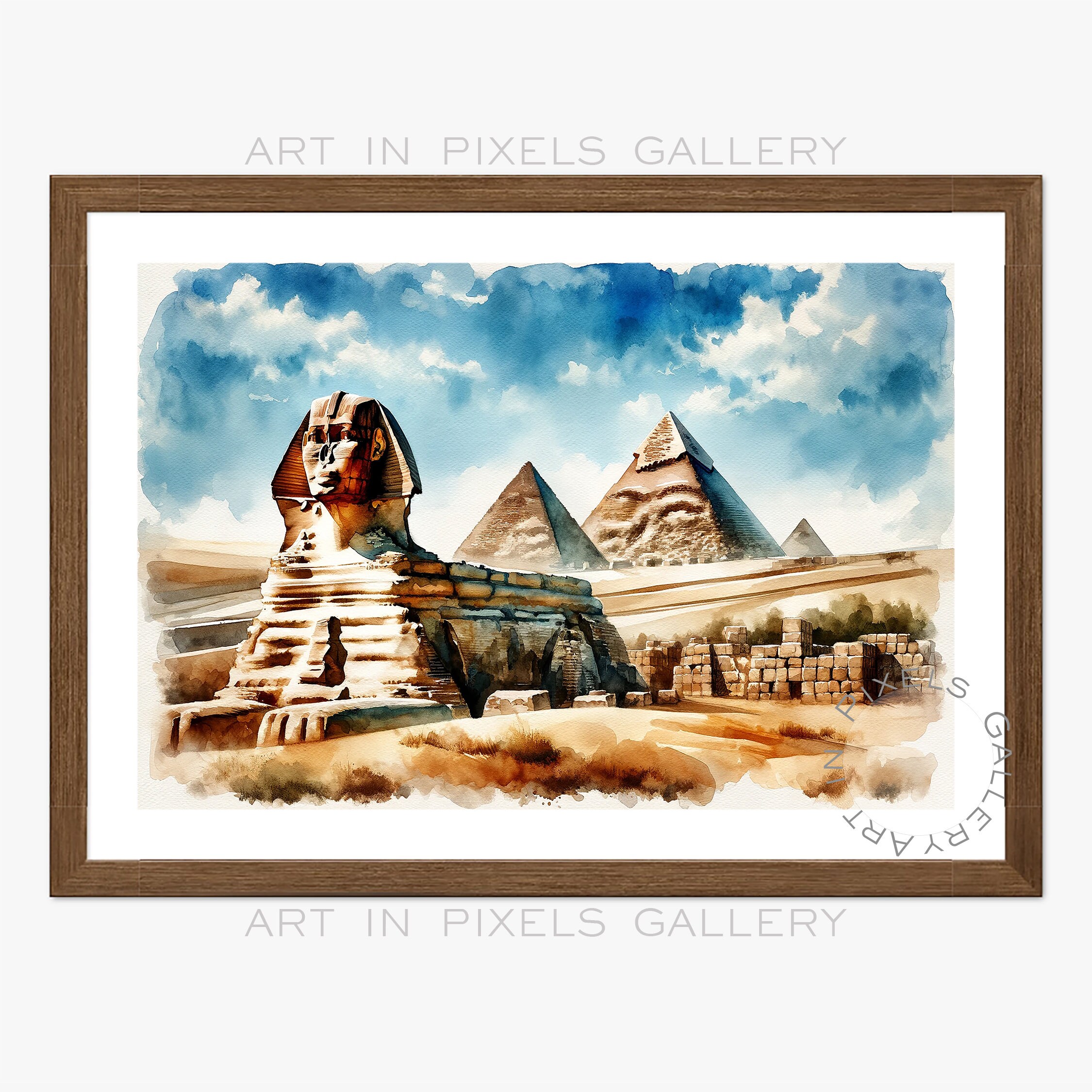 Eternal Guardians Pyramids Digital Art - Sphinx & Egypt Landscape Print ...