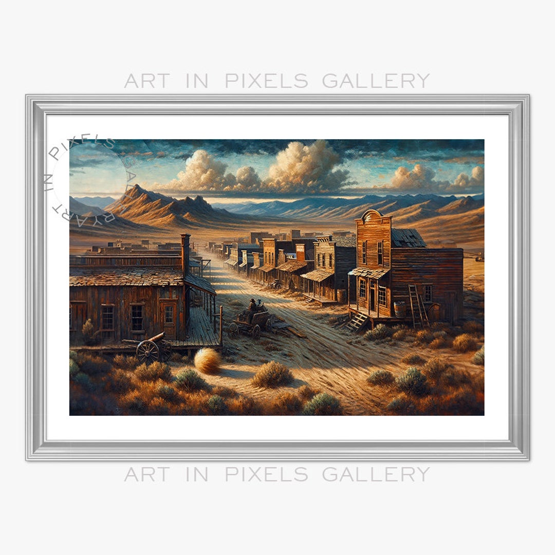 Ghost Town Digital Print, Vintage Wild West Landscape, Printable Old ...