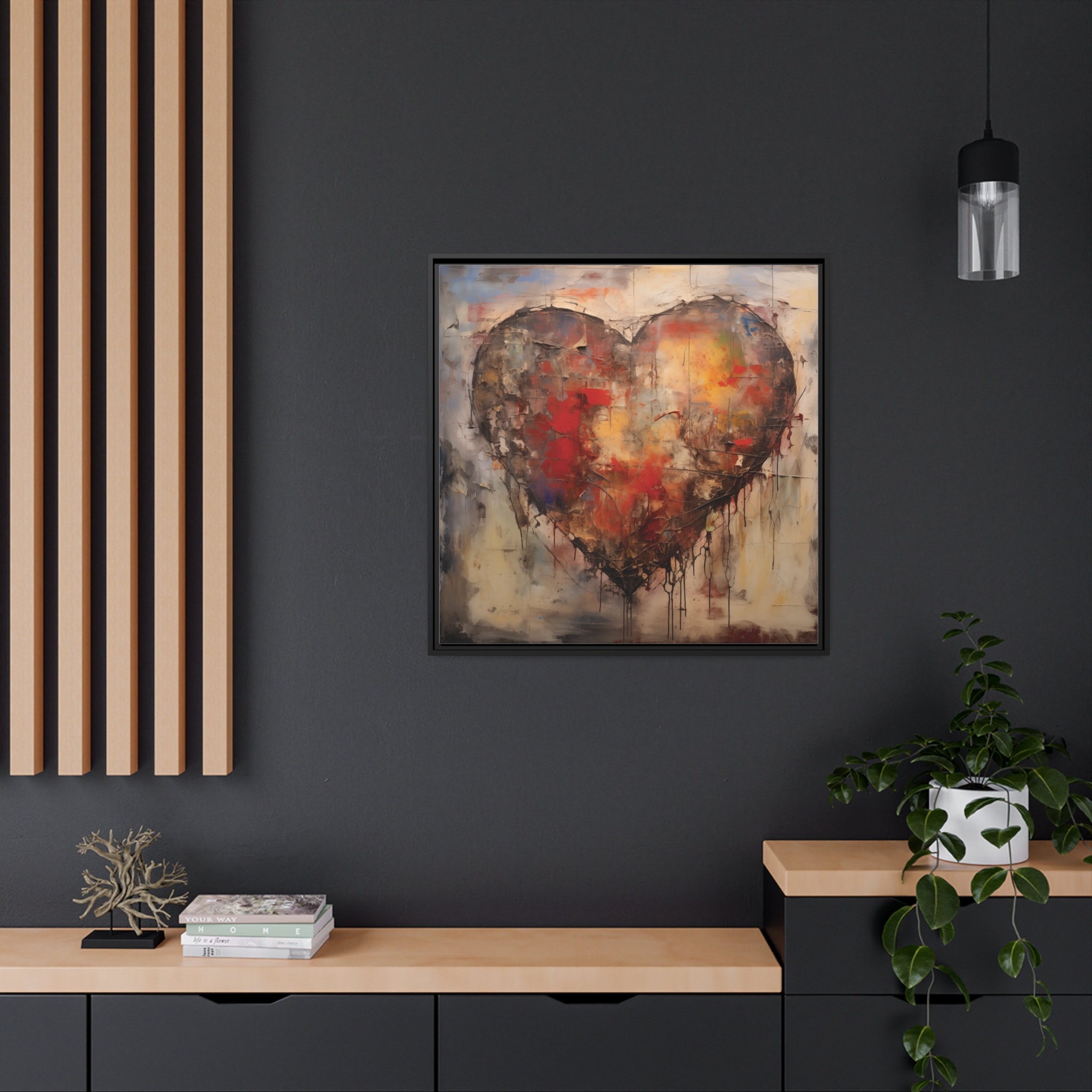 Punk Grunge Heart Canvas Art Print Drippy Heart Wall Art Mixed Media ...