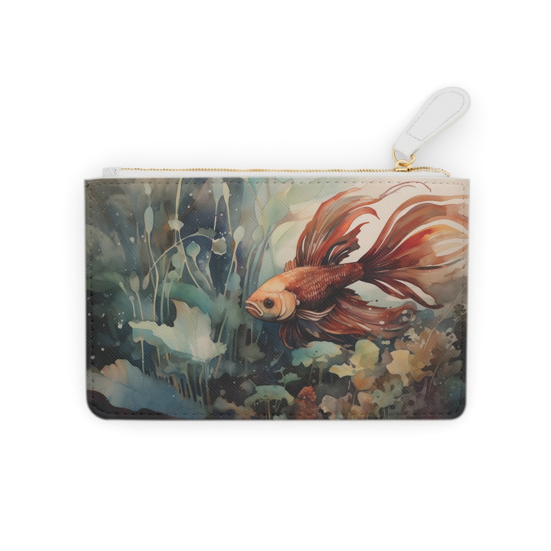Betta Fish Mini Clutch Bag Aquarium Lover Gift Cruelty-free Leather ...