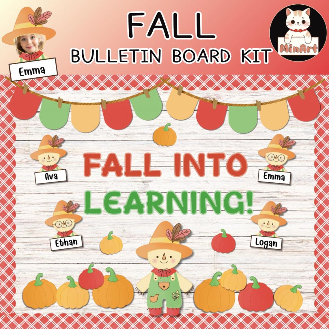 Fall Bulletin Board Kit, Fall Scarecrow Classroom Door Decorations ...