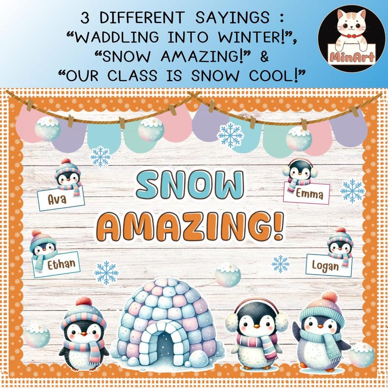 Winter Bulletin Board Kit, Winter Door Decorations, Winter - Penguin - Etsy