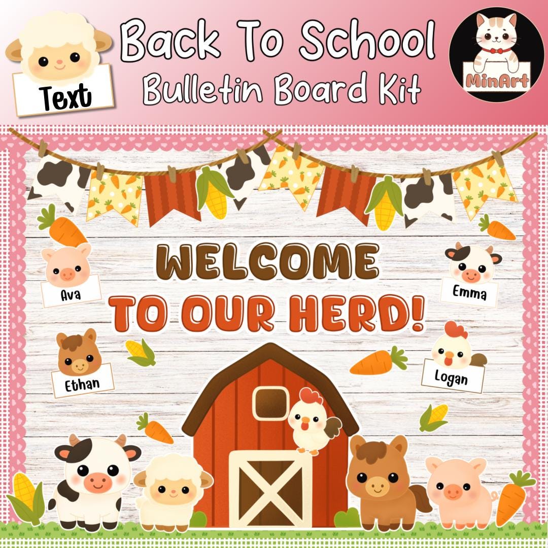 Farm Animals Bulletin Board Kit: Back to School Classroom Decor ...