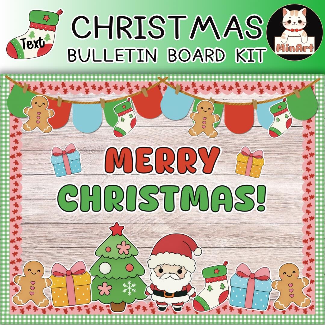 Christmas Bulletin Board Kit, Christmas Editable Door Decorations ...