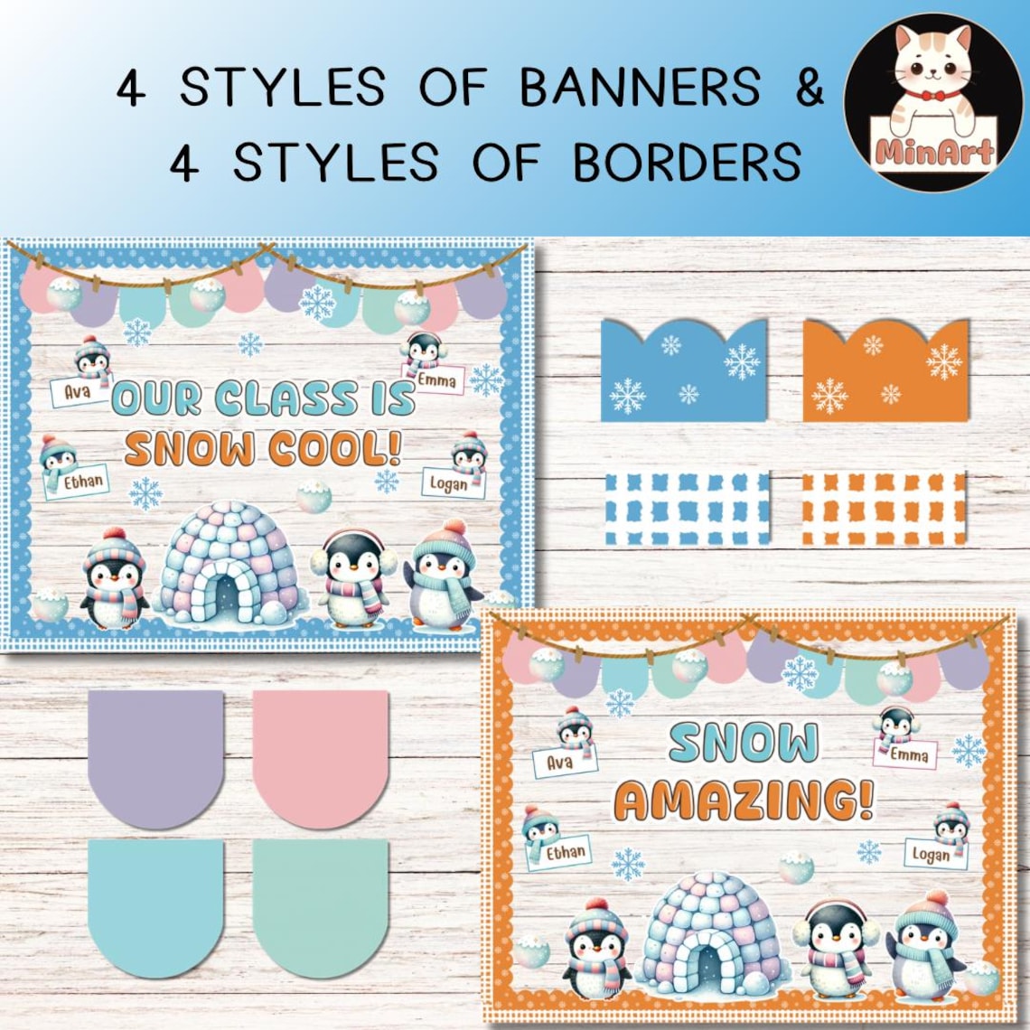 Winter Bulletin Board Kit, Winter Door Decorations, Winter - Penguin - Etsy