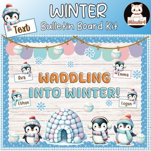 Winter Bulletin Board Kit, Winter Door Decorations, Winter - Penguin - Etsy
