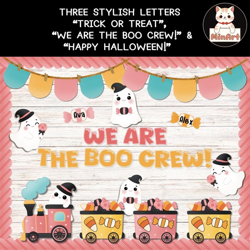 Halloween Bulletin Board Kit, Candy Train Halloween Classroom & Door ...