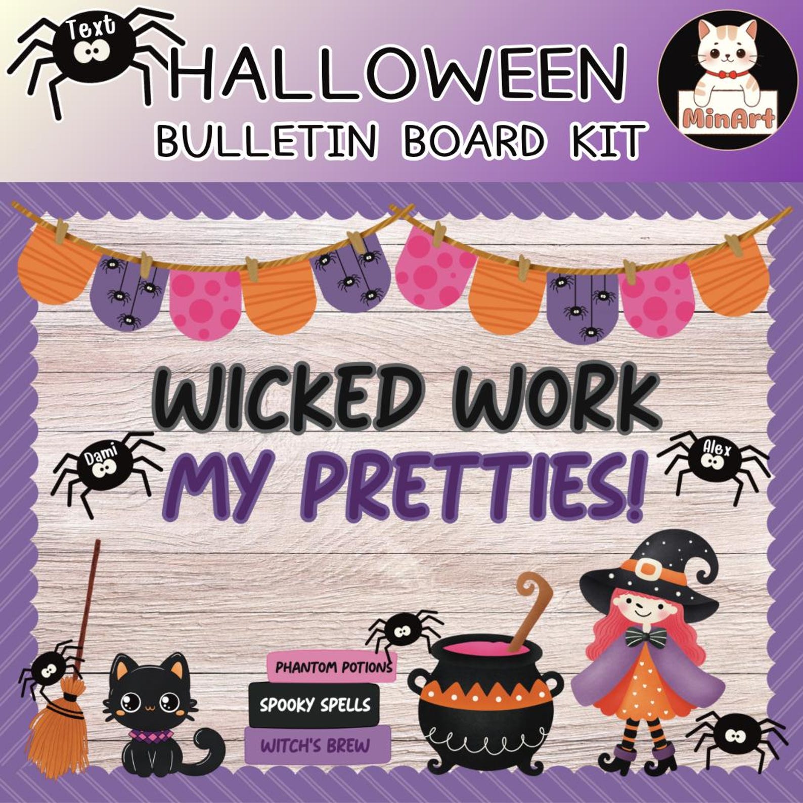 Halloween Bulletin Board Kit, Witch Halloween Classroom Decorations ...