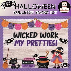 Halloween Bulletin Board Kit, Witch Halloween Classroom Decorations ...