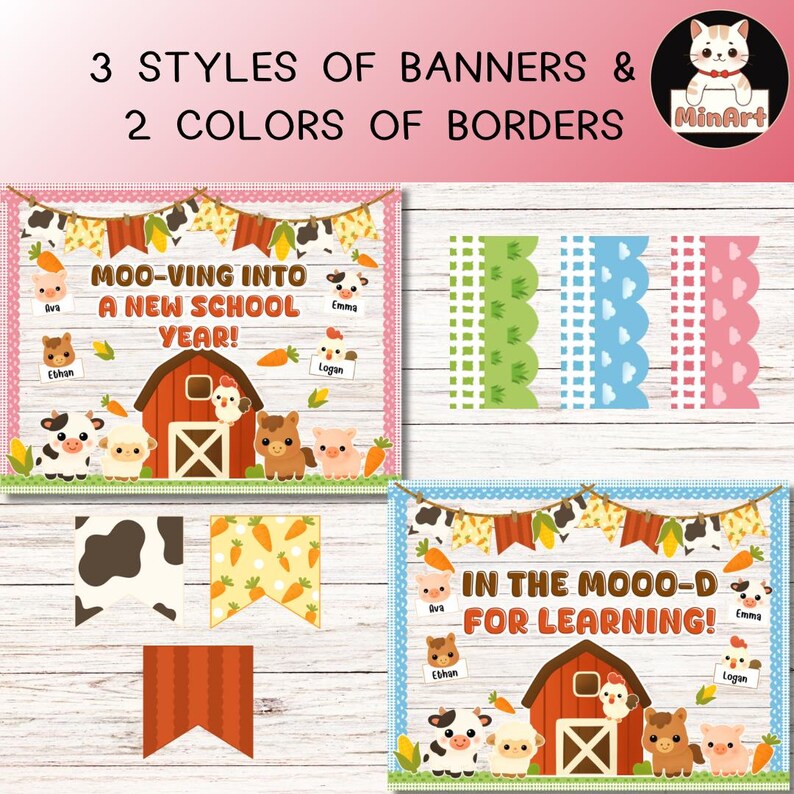 Farm Animals Bulletin Board Kit: Back to School Classroom Decor ...